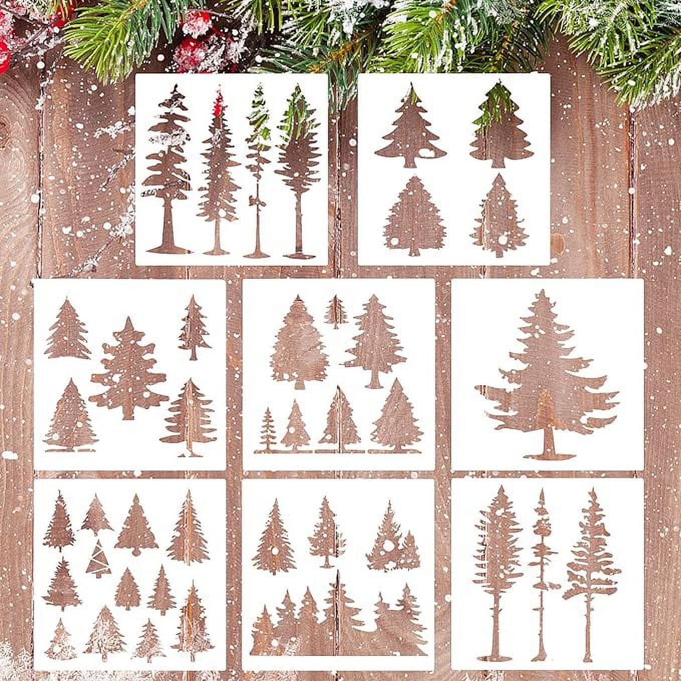 8 Pcs Pine Trees Stencils,Reusable Trees Template Large Tree Stencil ...