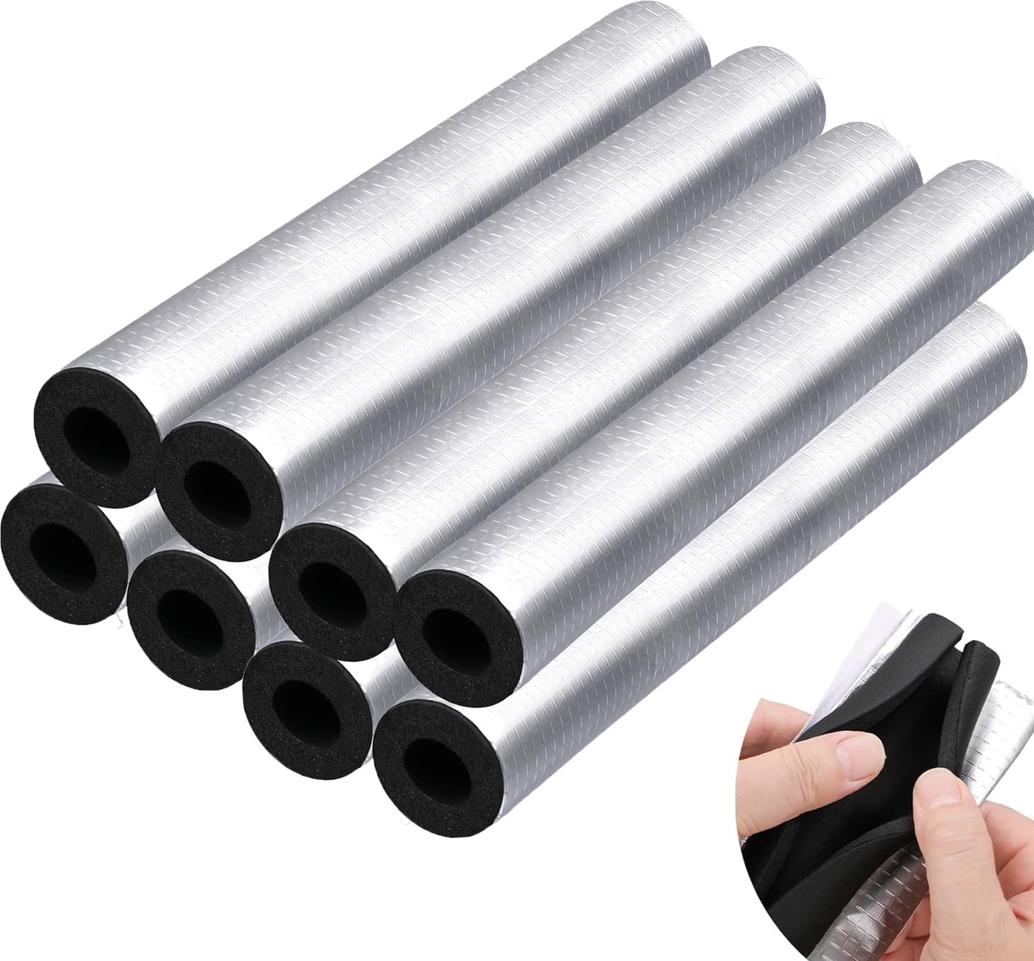 8 Pcs Pipe Insulation Foam Tube,Happon Self Adhesive Pipe Wrap Foam Tube for Winter Outside ...