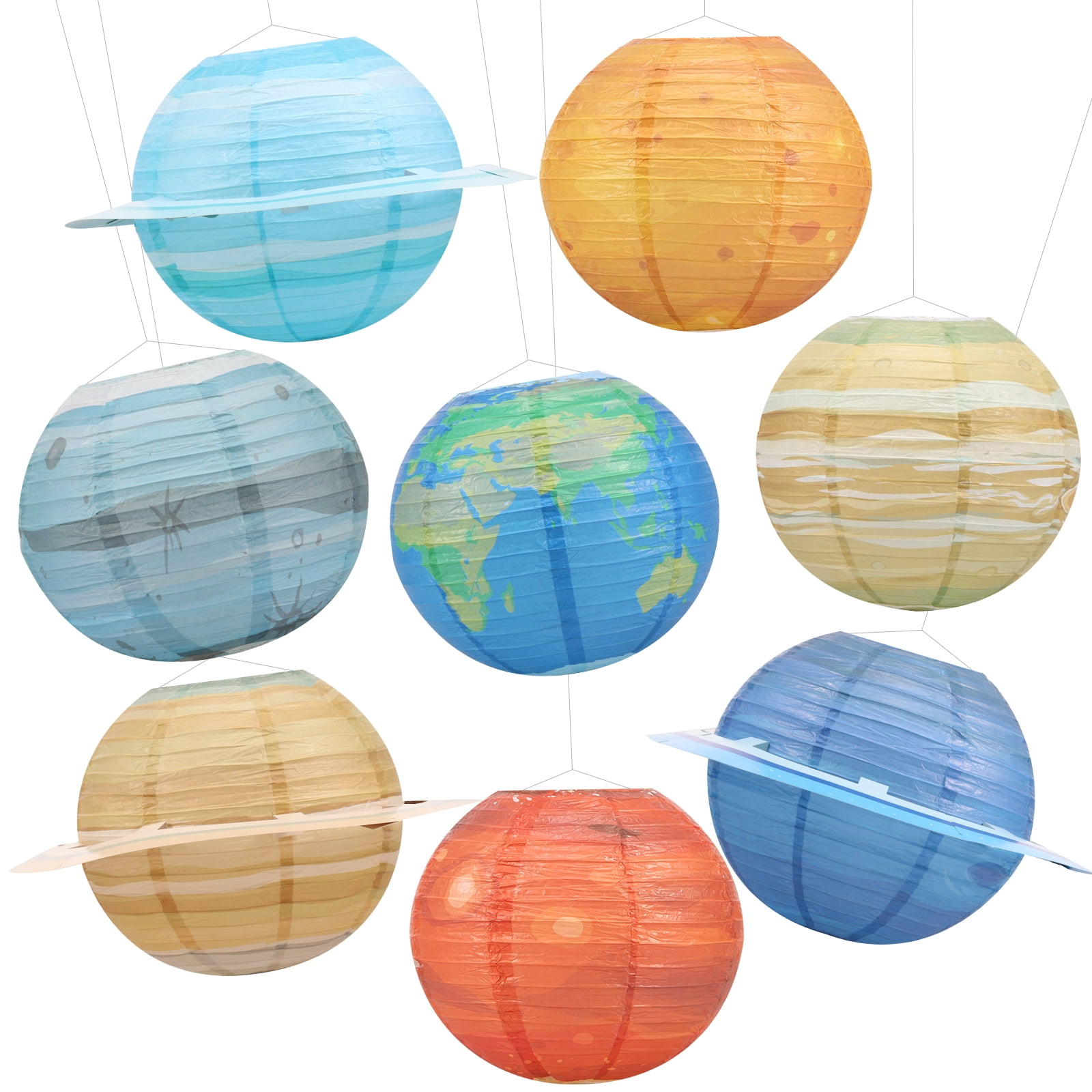 8 Pcs Planet Paper Lanterns 10" Outer Space Party Decorations, Solar ...