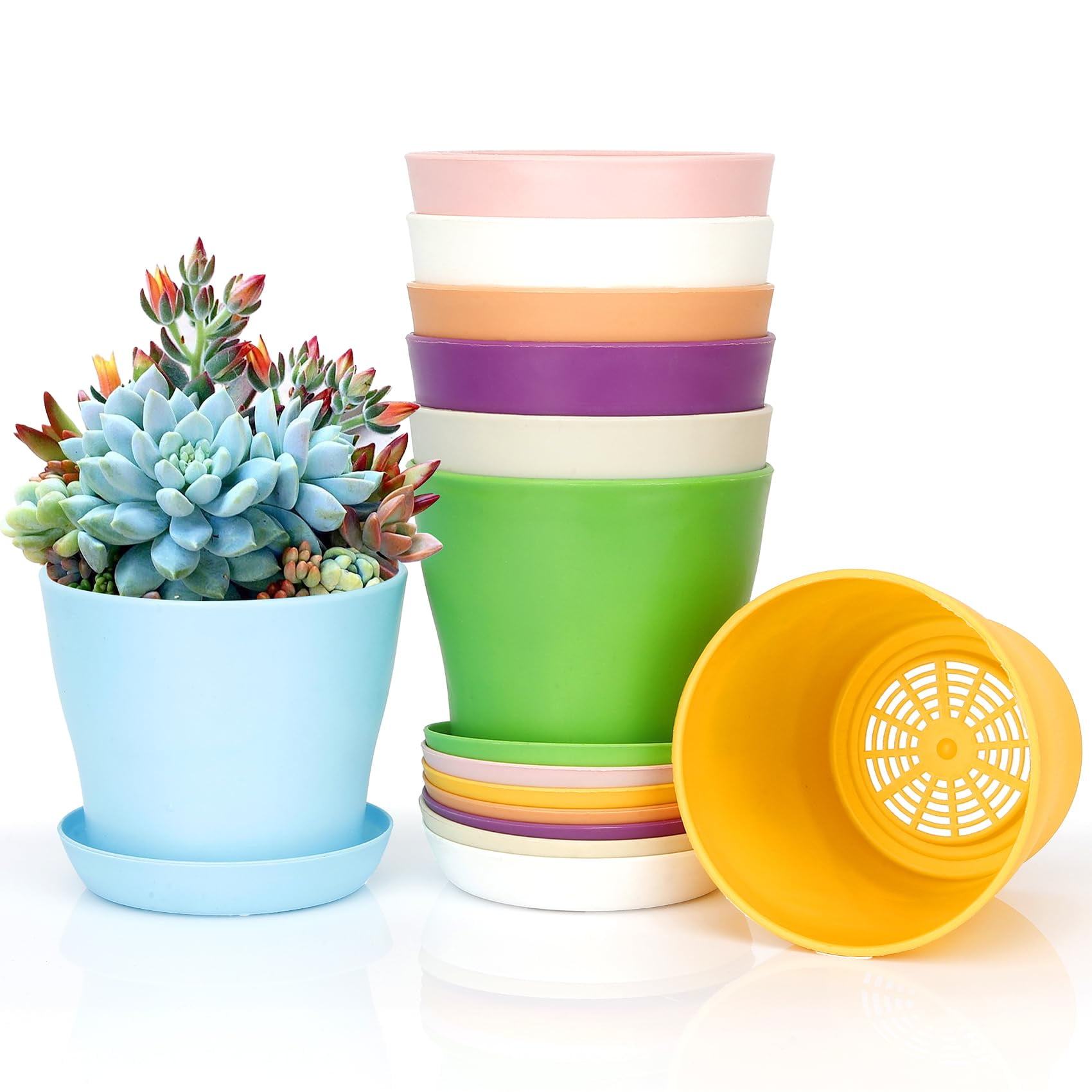 8 Pcs Plant Pots,3.8" Flower Pots,Gardening Gifts,Plastic Pot for ...