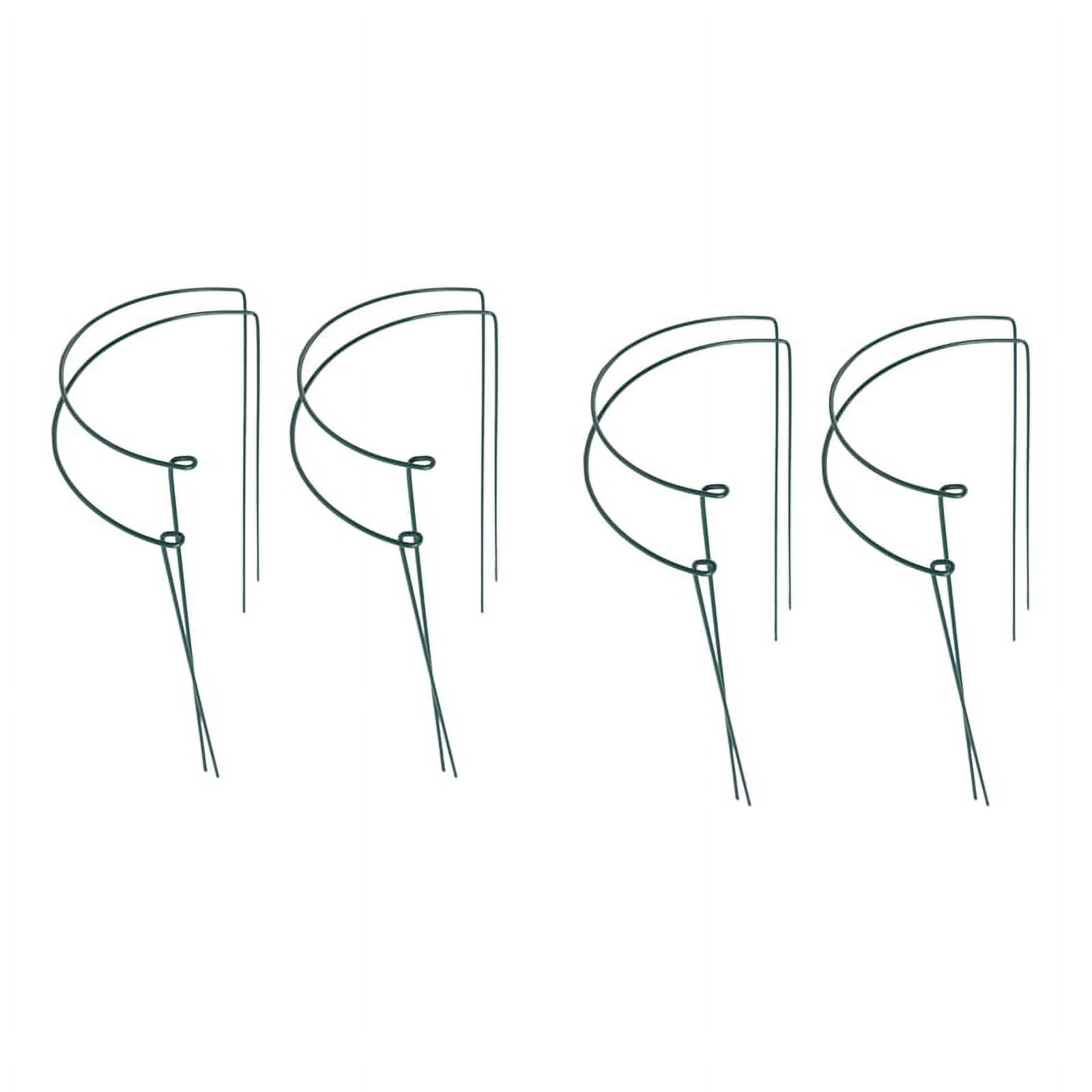 8 Pcs Plant Support Stakes Ring Cage Metal Garden Stake Green Half ...