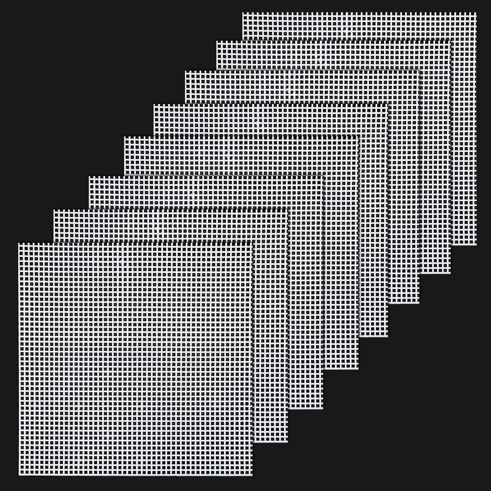 8 Pcs Plastic Canvas Sheets White Mesh Canvas Sheets Rectangle Crochet ...