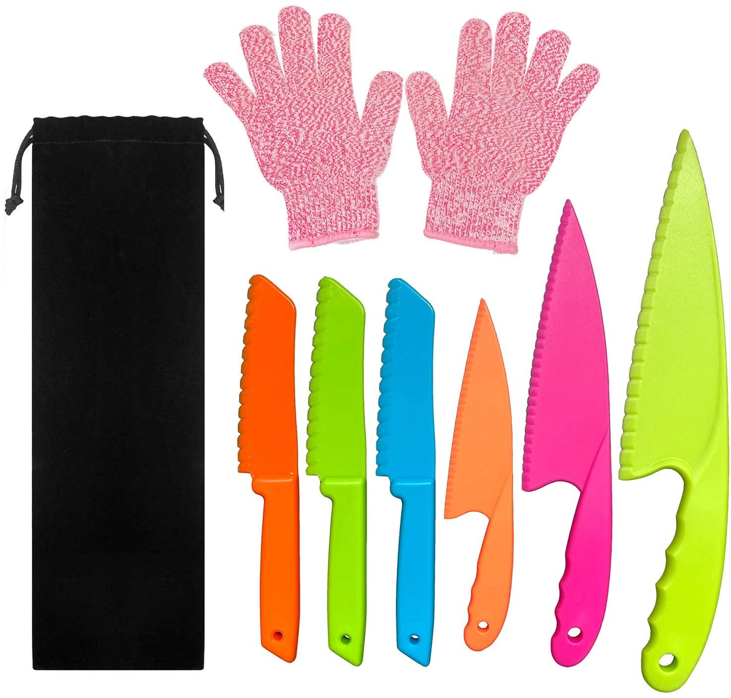8 Pcs Plastic Kitchen Knife Set, Toddlers Cooking Knives Children's ...
