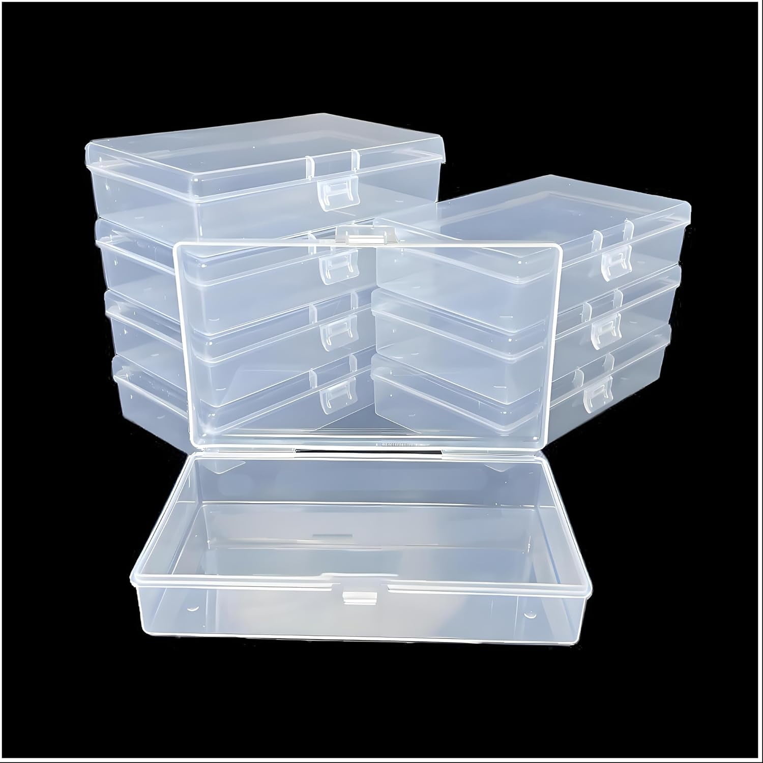 8 Pcs Plastic, Mini Clear Bead Storage Boxes with Hinged Lid and ...