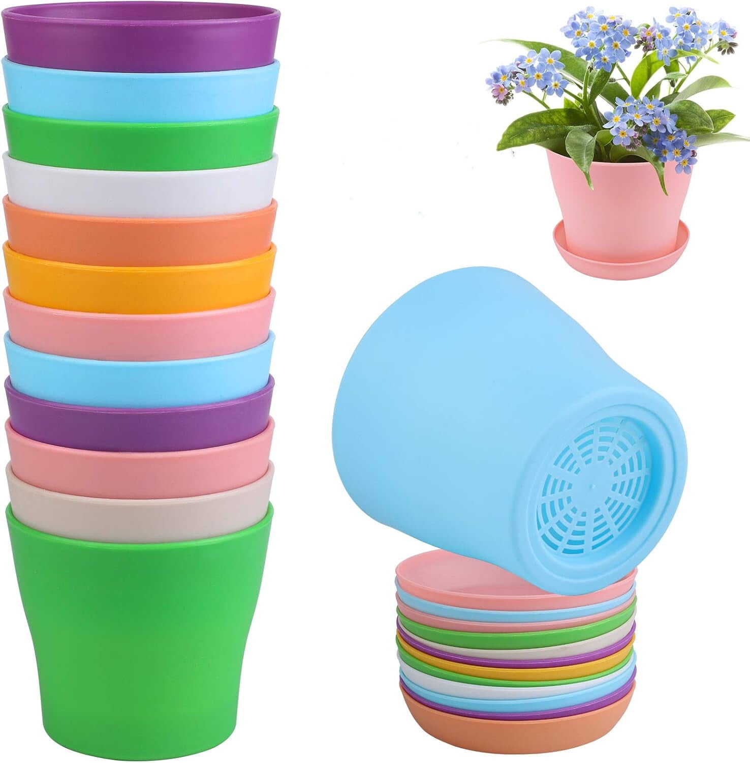 8 Pcs Plastic Planters Indoor Flower Plant Pots, 4 Inch Flower ...