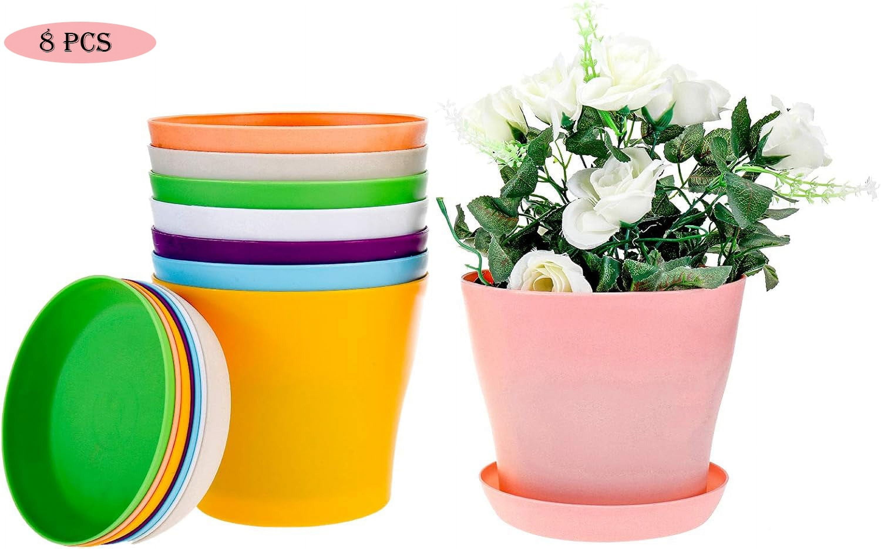 8 Pcs Plastic Planters Indoor Flower Plant Pots, Small Flower Seedlings ...