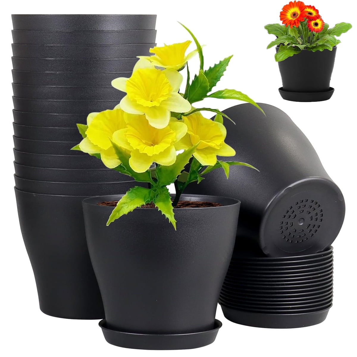 8 Pcs Plastic Planters Nursery Pots,Tutuviw Plant Pots for Indoor ...