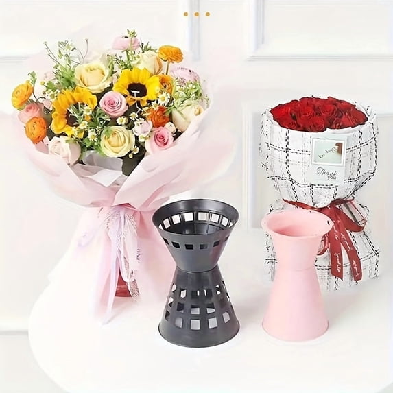 8 Pcs Plastic White Flower Buckets with Removable Flower Base, 4.92×5. ...