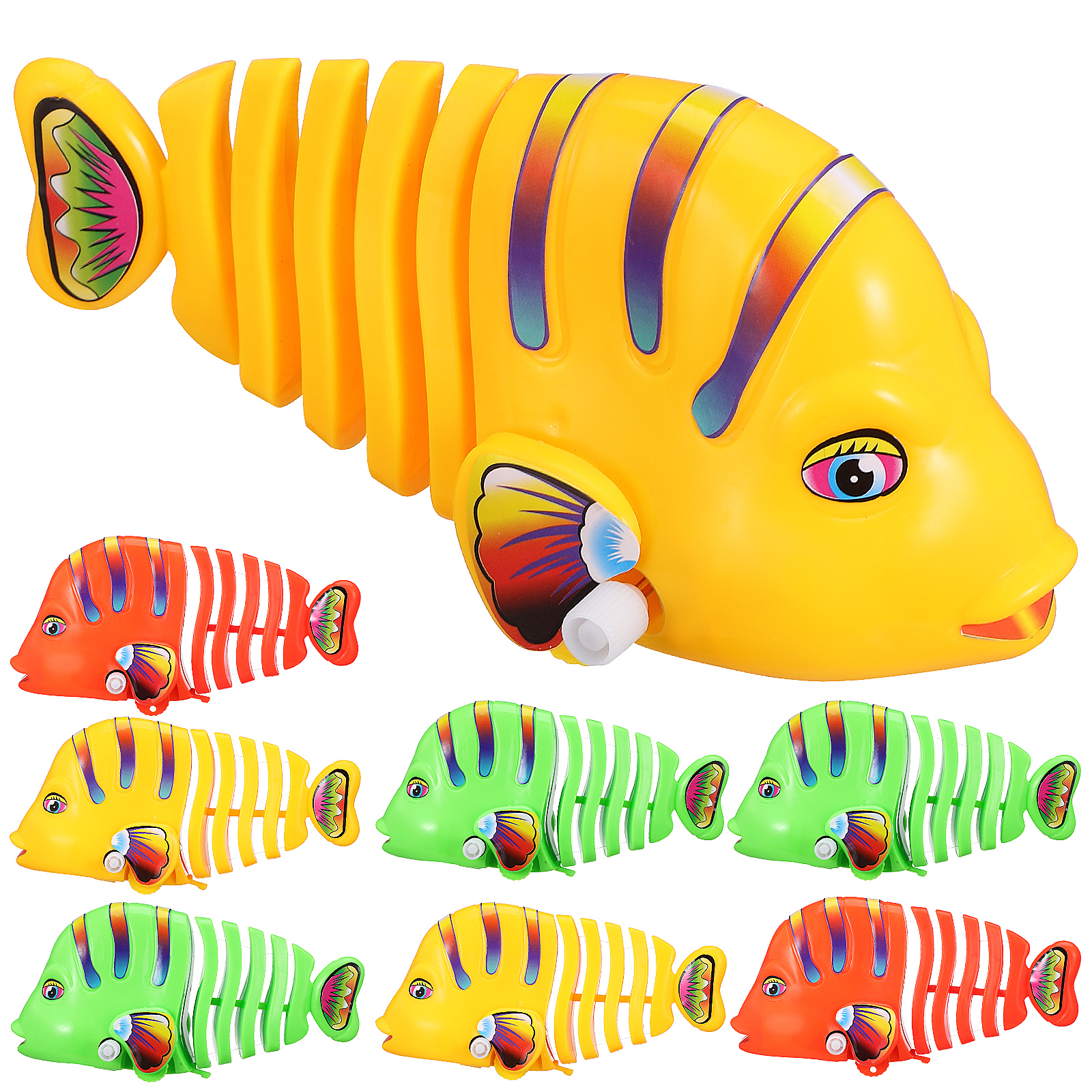 8 Pcs Plastic Wind-up Swing Fish Stuffed Toy Water Toy Color Toys Wind ...