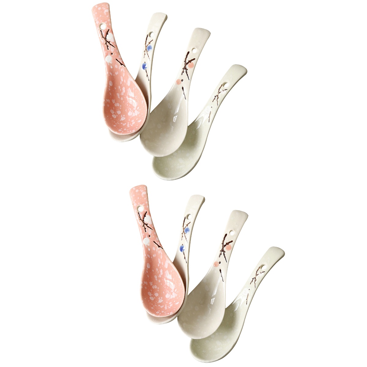 8 Pcs Plum Spoon Ceramic Dishes Small Bulk Reusable Spoons Dumpling ...