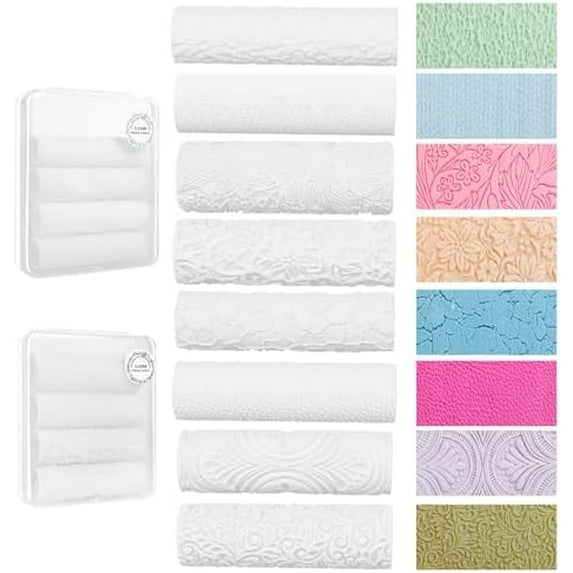 8 Pcs Polymer Clay Texture Roller, Embossing Pottery Texture Rollers ...