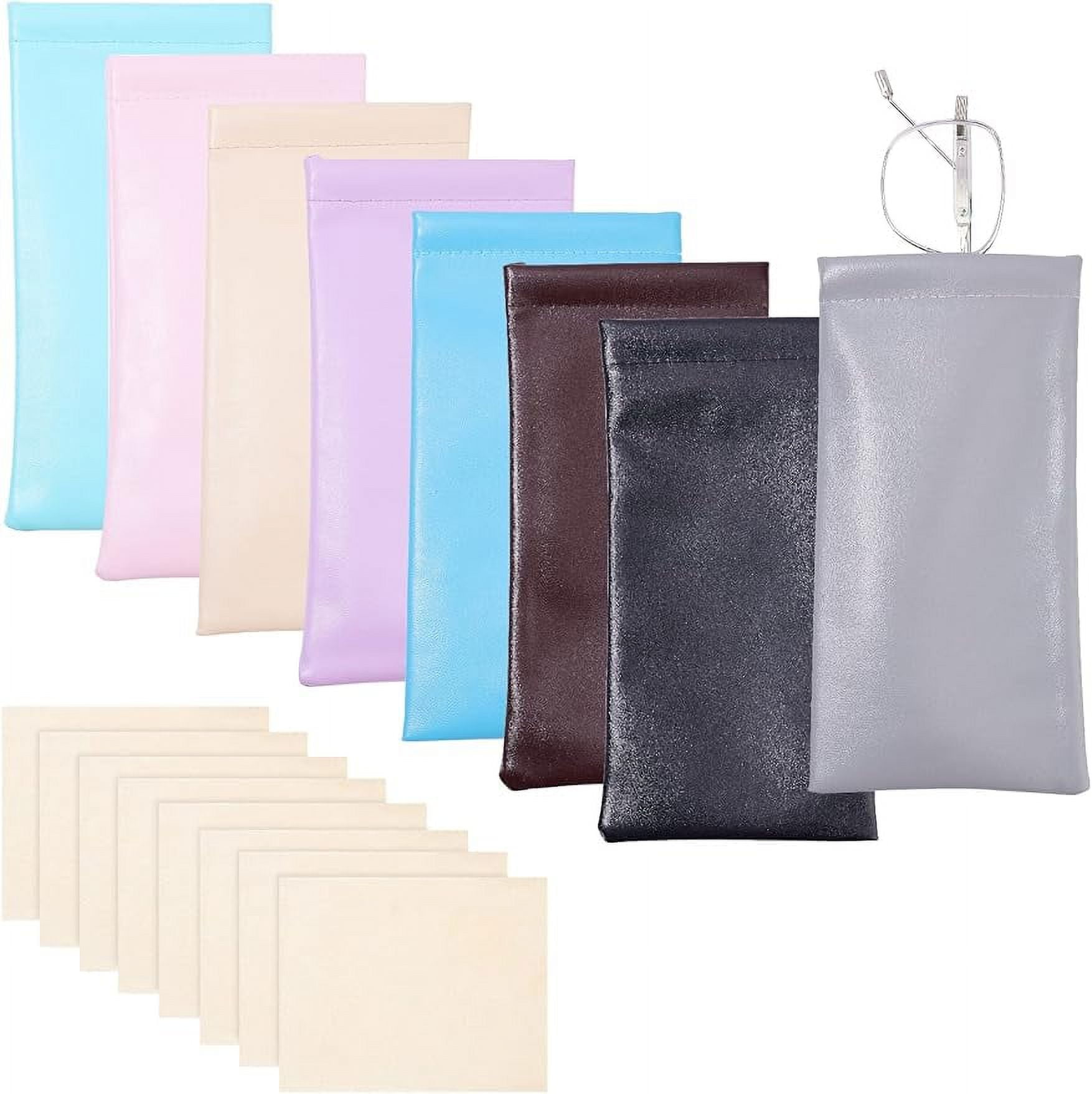 8Pcs Portable Eyeglass Pouch 8 Colors PU Leather Glasses Case ...