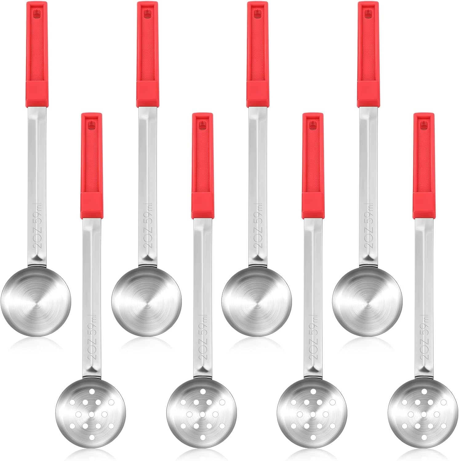 8 Pcs Portion Control Serving Spoons Portion Scoops Cups Solid and Slotted Stainless Steel Ladle ...