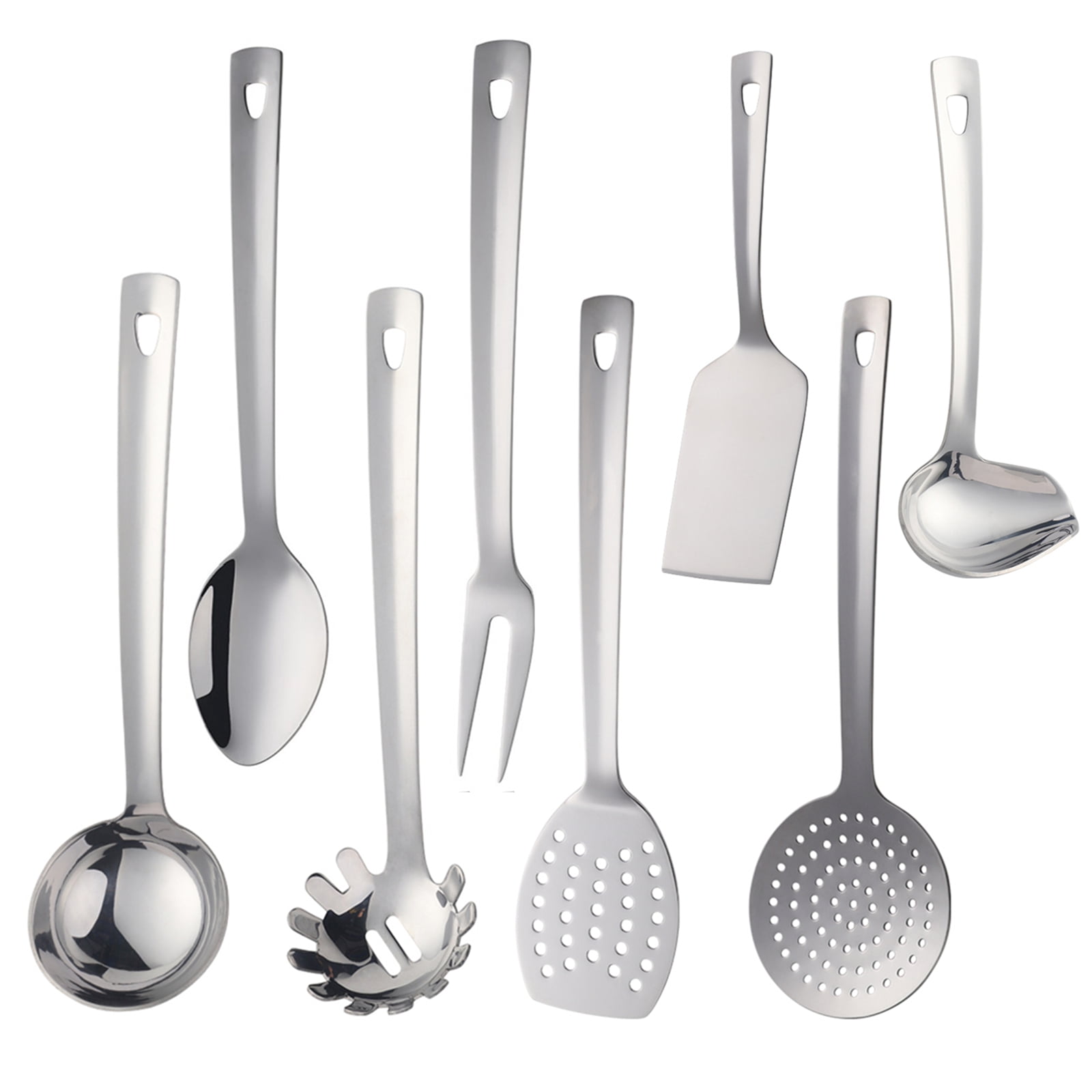 8 Pcs Premium Stainless Steel Kitchen Cooking Utensils Set Metal ...
