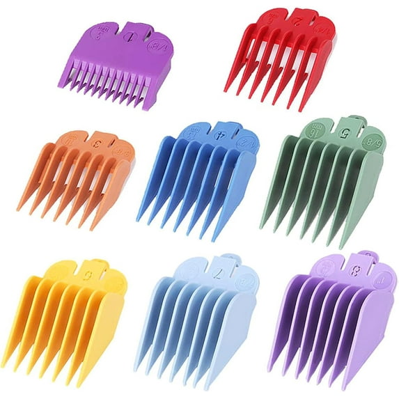 8 Pcs Professional Colorful Hair Clipper,Combs Guards Cutting Guides Fits for Most Wahl ...