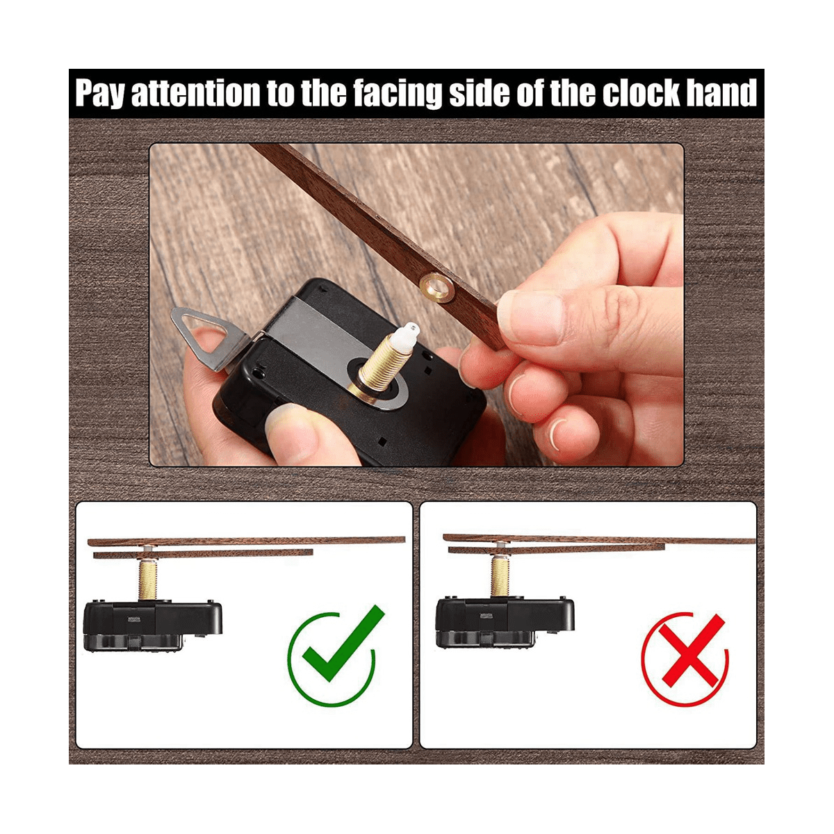 8 Pcs Quartz Clock Movement Mechanism Parts with 4 Types of Walnut Wood ...