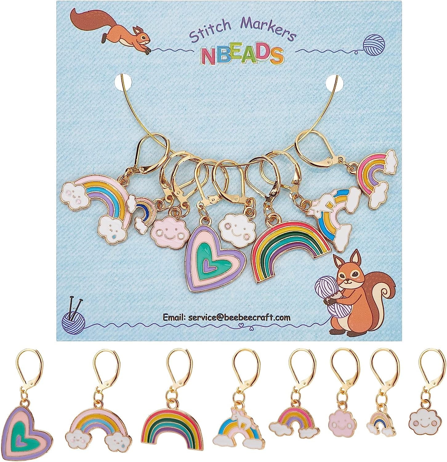 8 Pcs Rainbow Heart Stitch Markers 8 Styles Enamel Alloy Crochet Stitch ...