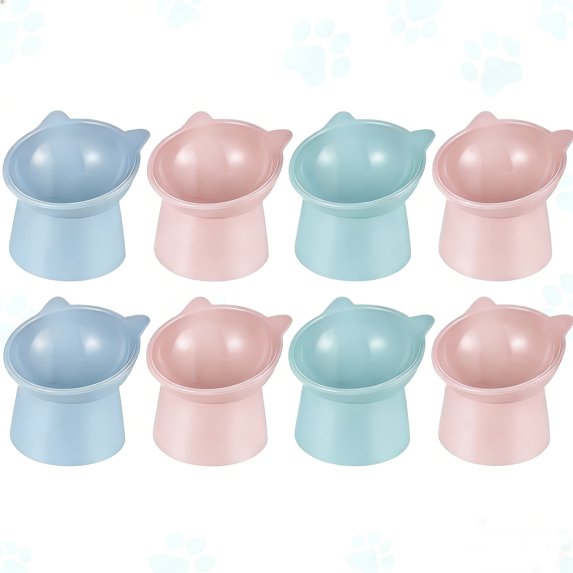8 Pcs Raised Cat Food Bowls 15 Degrees Elevated Cat Bowls Anti Vomiting ...