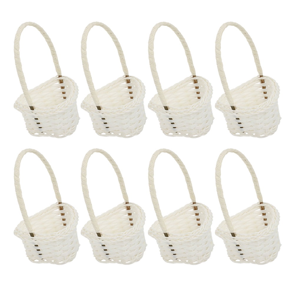 8 Pcs Rattan Basket Mini Wicker Baskets Flower Pot Storage Child Bride ...