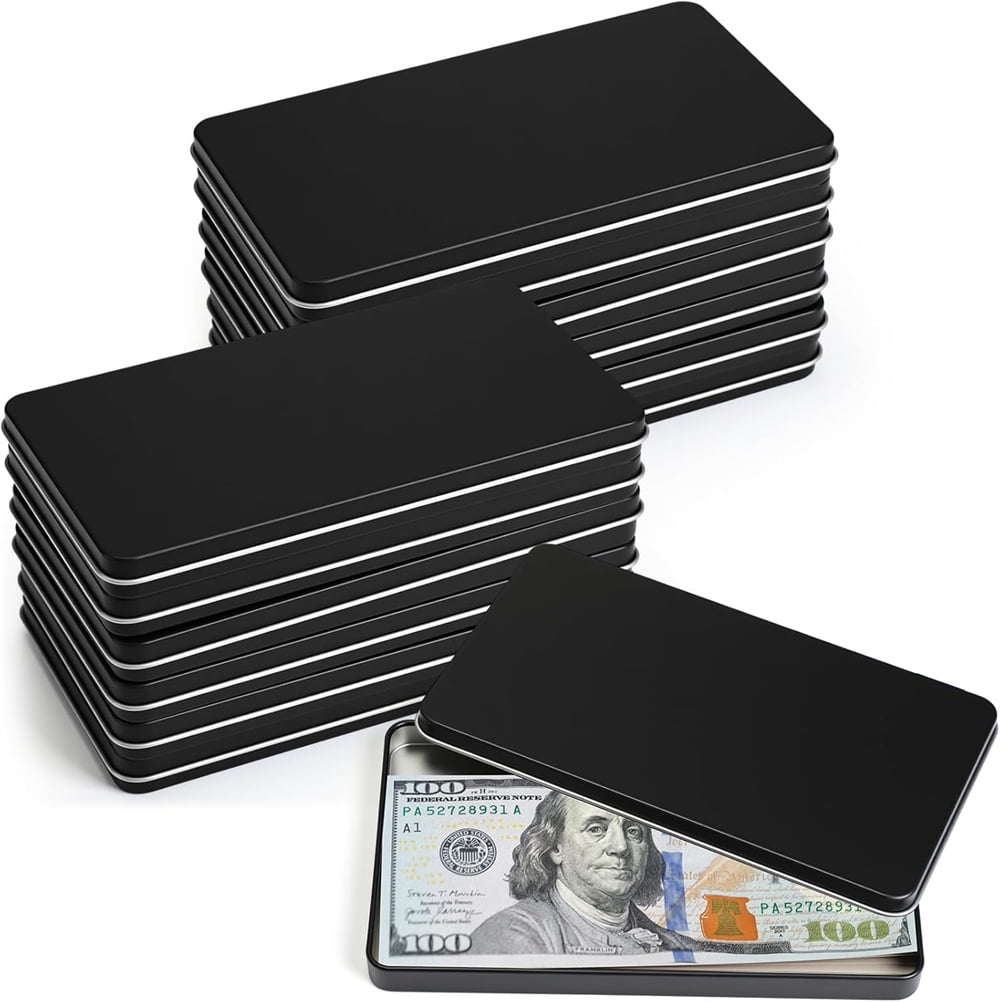 8 Pcs Rectangular Money Storage Case,Empty Metal Cash Box with Lid ...