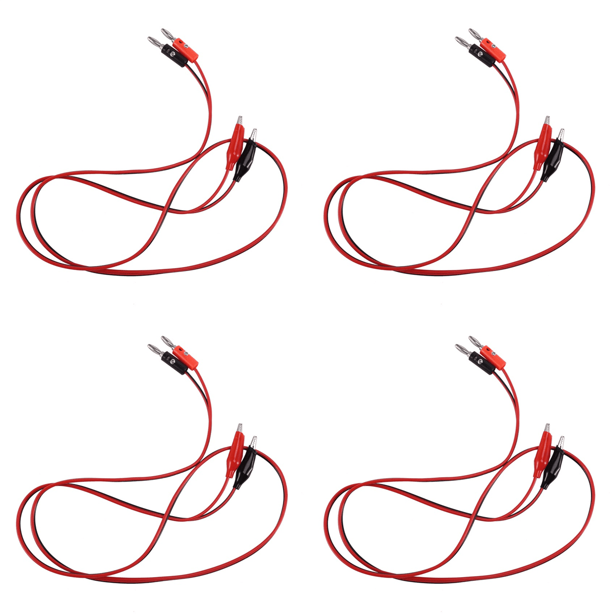 8 Pcs Red Black Banana Plugs to Alligator Clips Probe Test Cable 1M ...