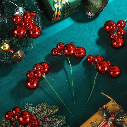 8 Pcs Red Christmas Tree Picks 7.87 Inch Xmas Balls Ornaments Christmas ...