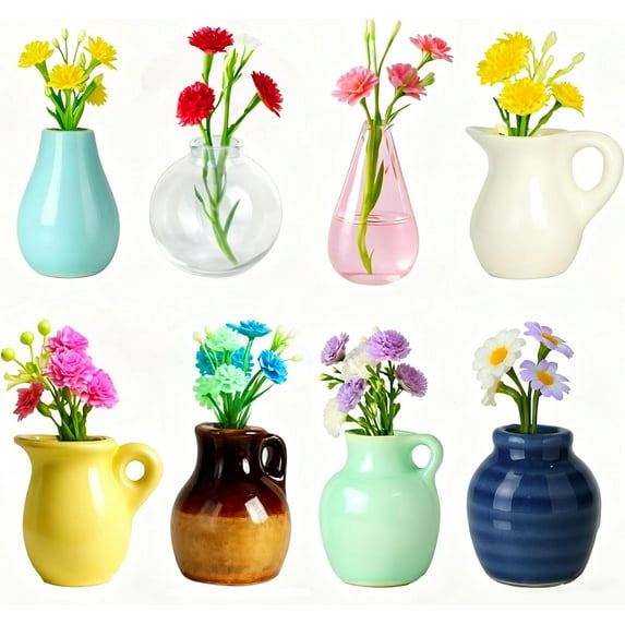 8 Pcs Refrigerator Magnets - Cute Mini Ceramic Vase Fridge Magnets with ...