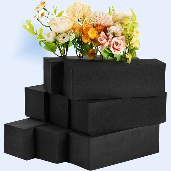 8 Pcs Reusable Floral Foam Blocks, 9"L x 3"W x 3"H Black Dry Flower ...