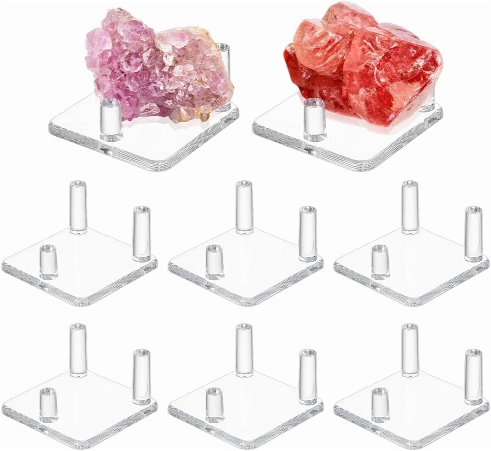 8 Pcs Rock Display Stands Three-Peg Display Easel Stands Clear Plastic ...