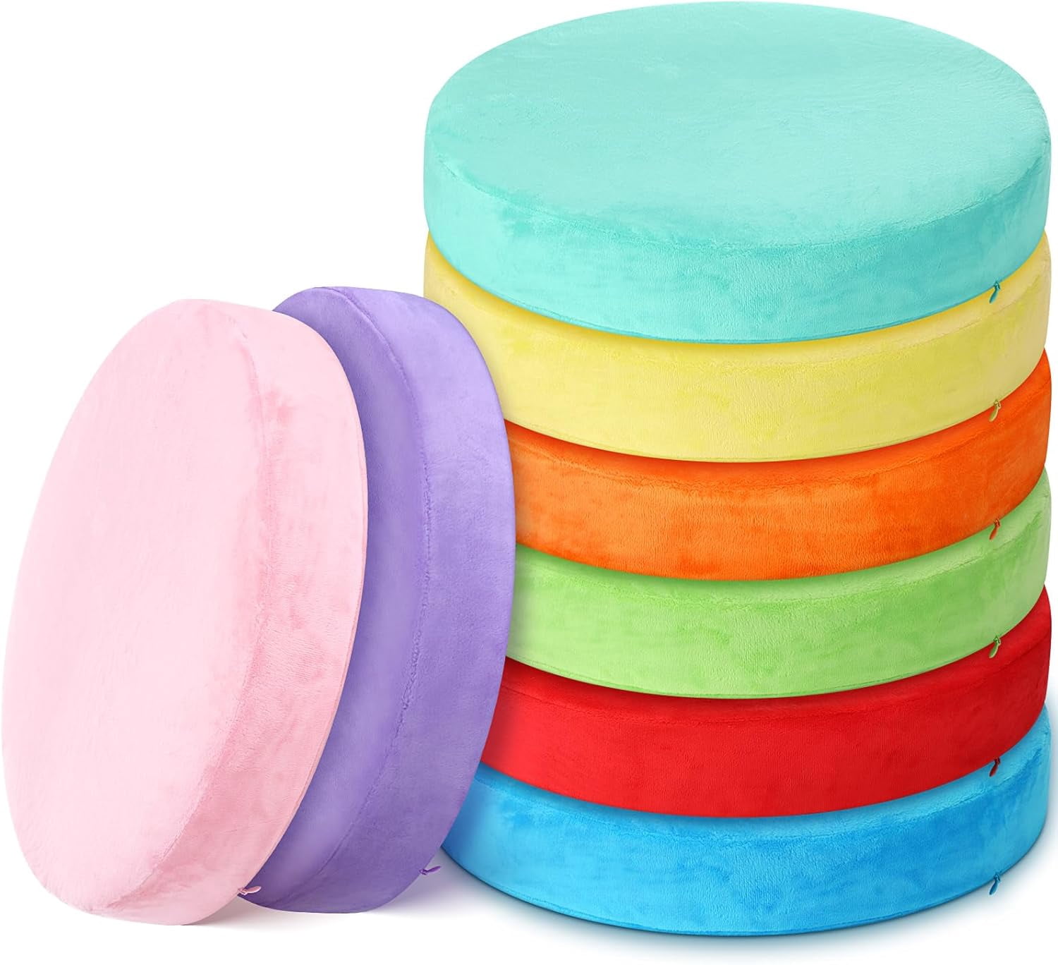 8 Pcs Round Floor Pillows for Kids Toddler 15'' Classroom Soft Seating ...