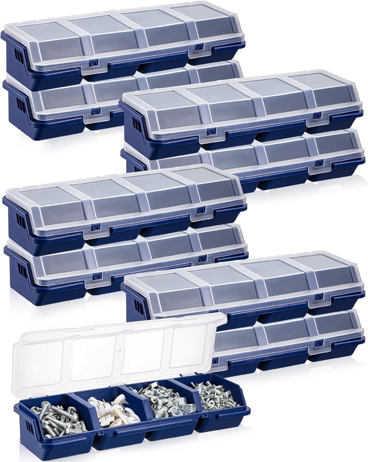 8 Pcs Screw Organizer Storage Box with Lids 4 Compartments Tool Bin ...