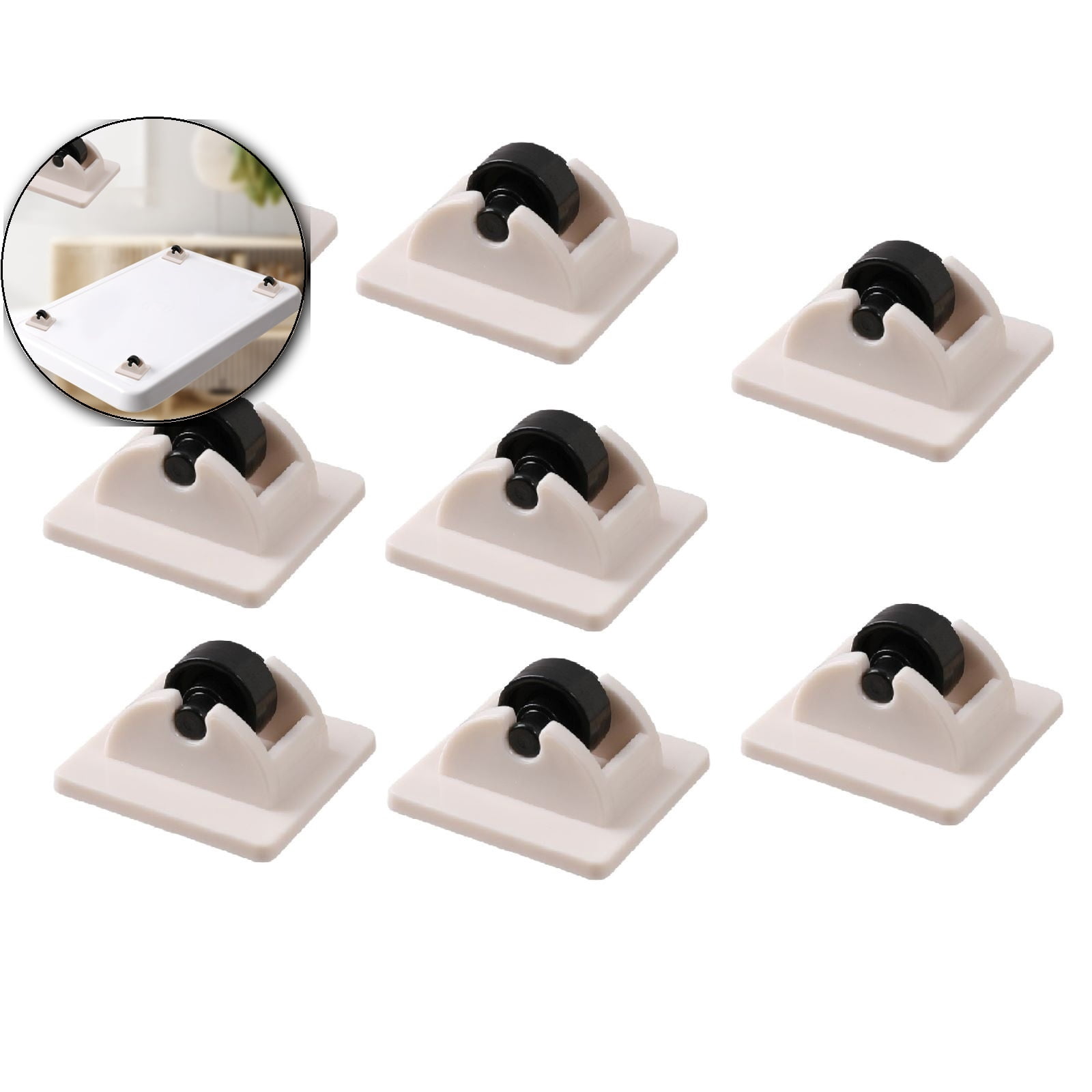 8 Pcs Self Adhesive Caster Wheels Low-Profile Rollers, Mini Fixed ...