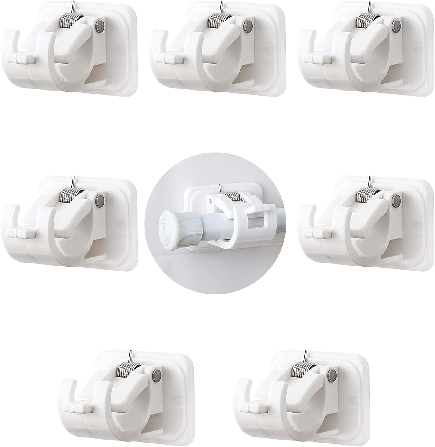 8 Pcs Self Adhesive Curtain Rod Bracket, Drapery Hook Holders, Curtain ...