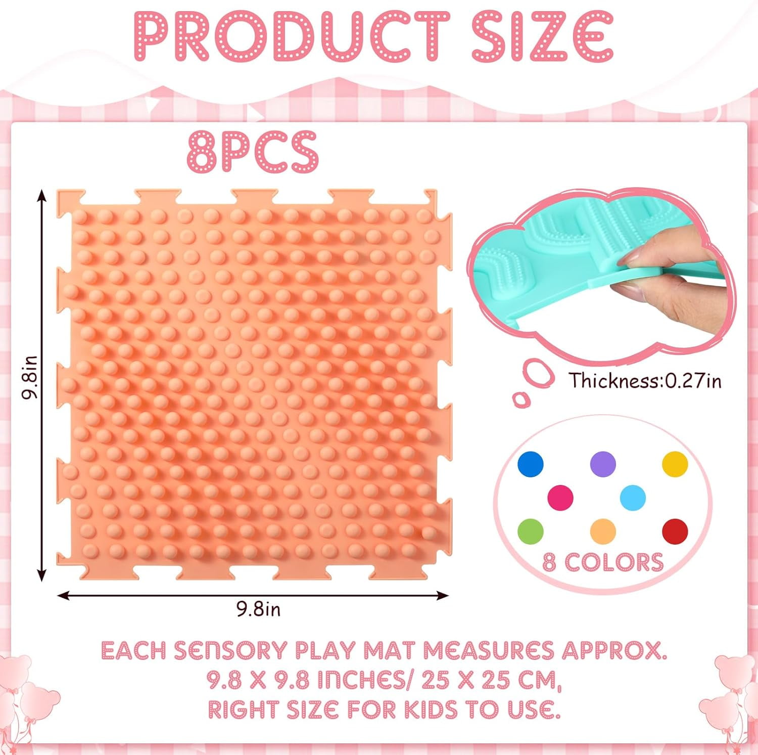 8 Pcs Sensory Mats for Autistic Children Massage Game Mats Orthopedic ...