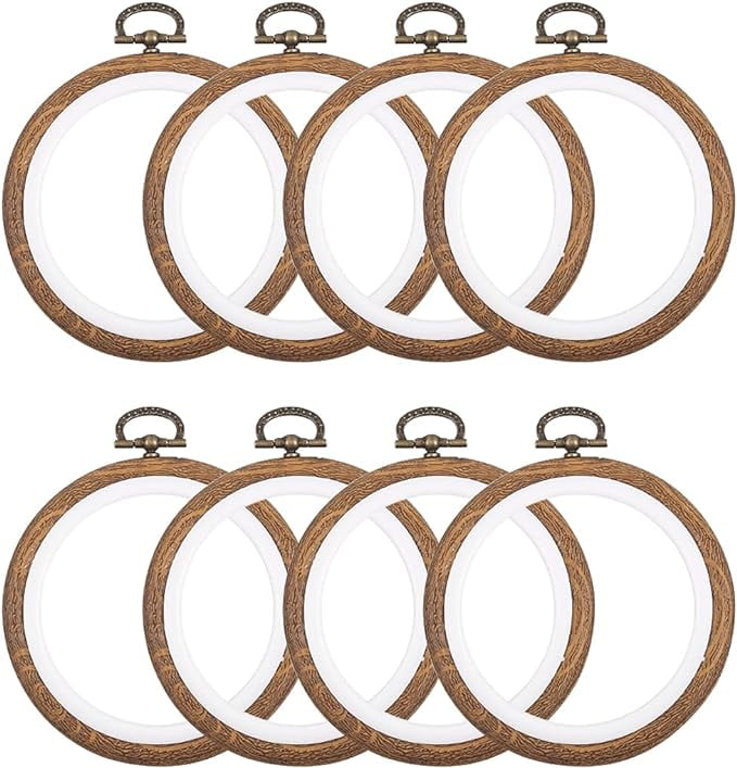 8 Pcs/Set Mini Embroidery Hoops 3 Inch Round Imitated Wood Plastic ...