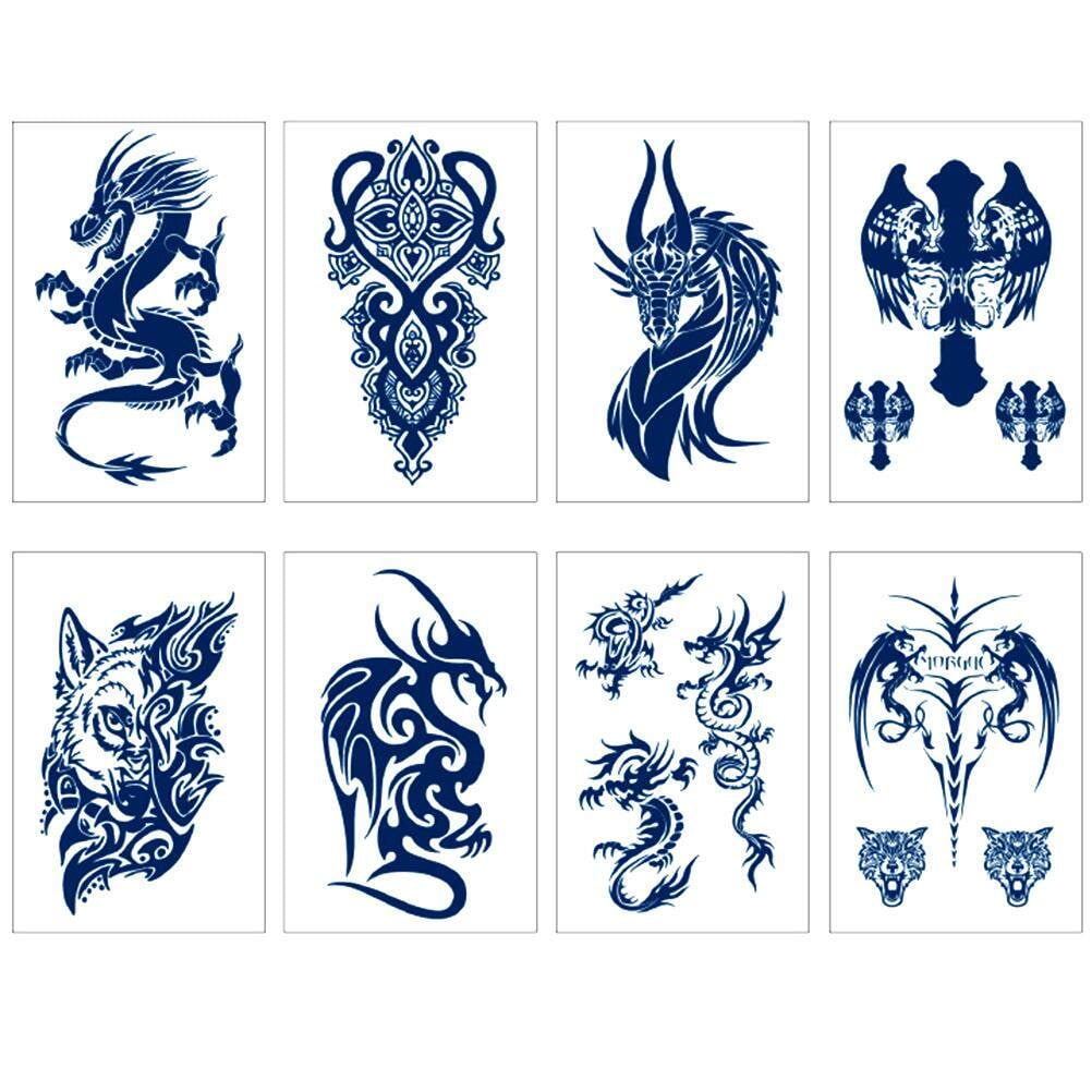 8 Pcs/Set Semi Permanent Tattoos Stickers Herbal Plant Semi Permanent ...