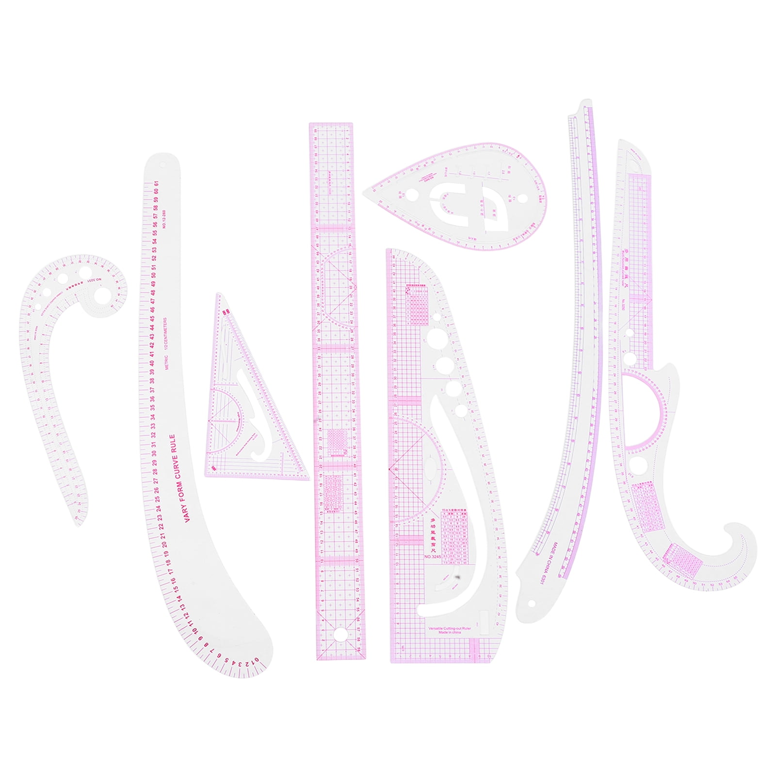 BESTYASH 8Pcs Transparent Plastic Sewing Ruler Set for Pattern Grading ...