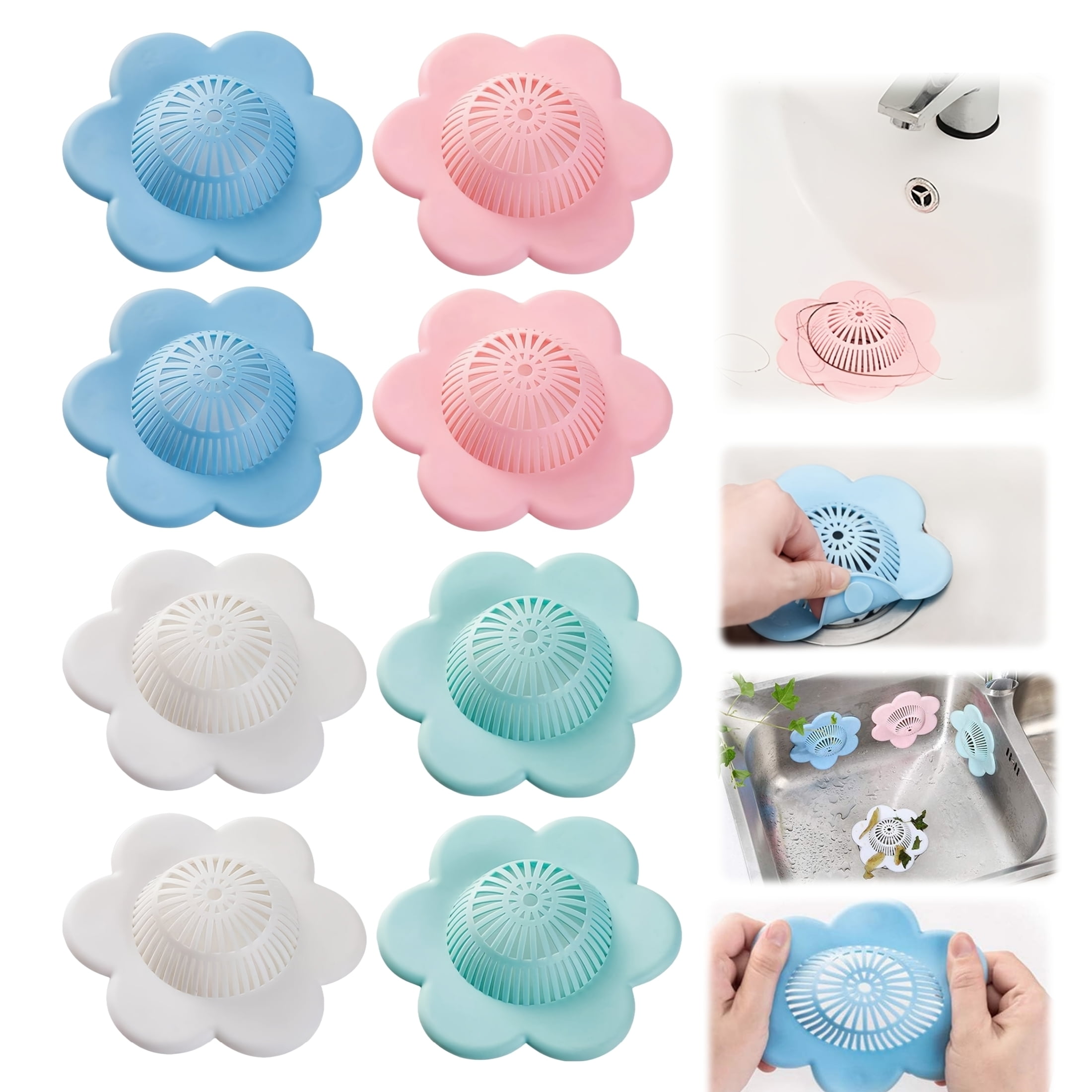 8 Pcs Shower Drain Hair Catcher, Sink Drain Strainer, Sink Stopper with ...