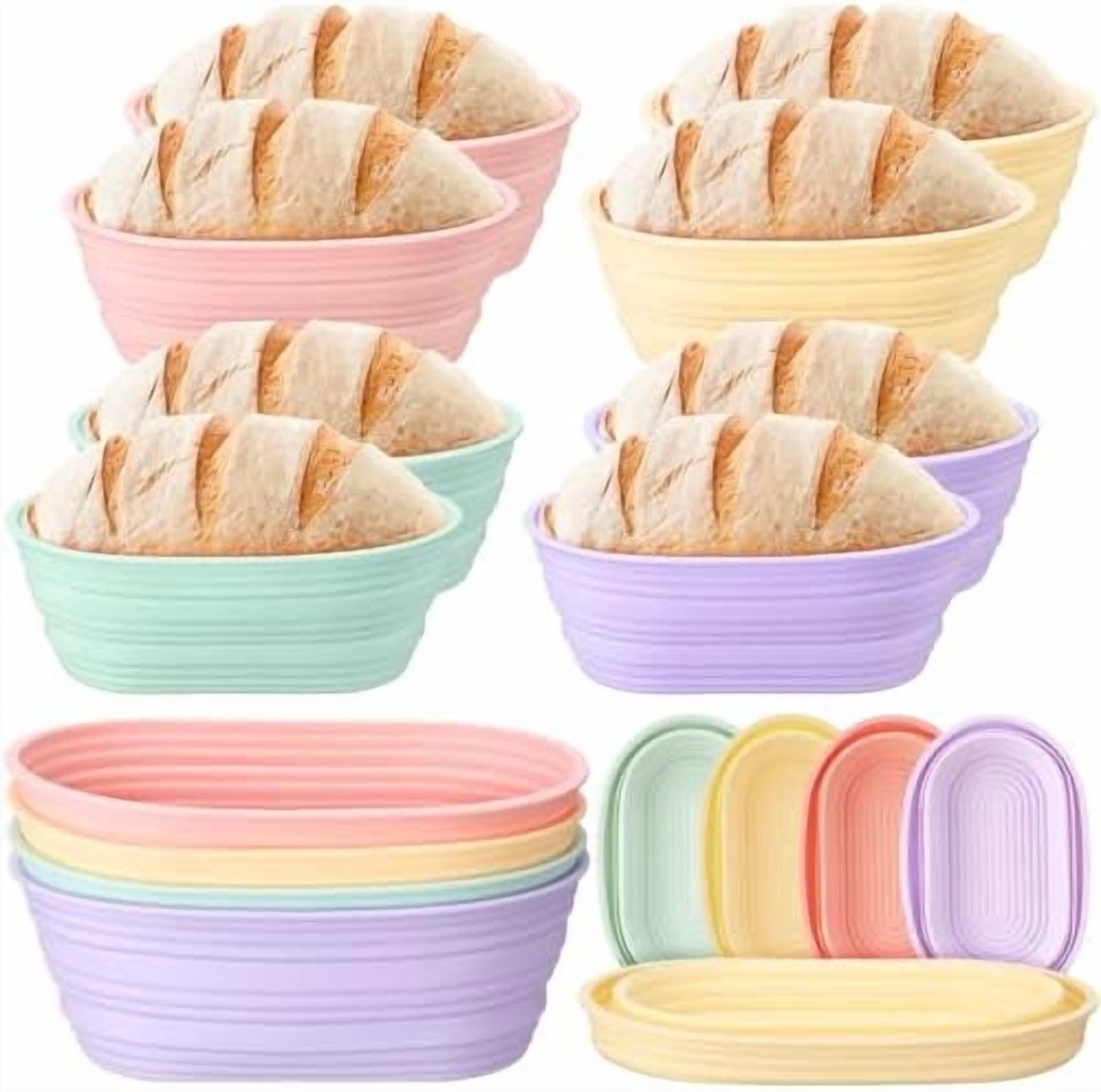8 Pcs Silicone Bread Proofing Baskets Oval Banneton Basket 10 Inch ...
