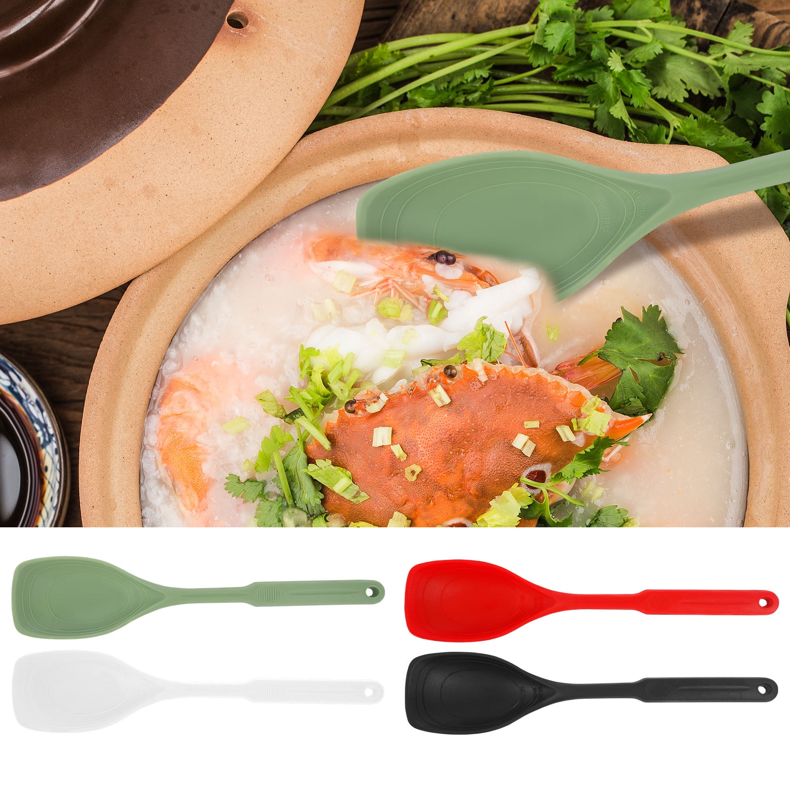 8 Pcs Silicone Cooking Spoon Set with Deep Bowl and Measurement Mark ...
