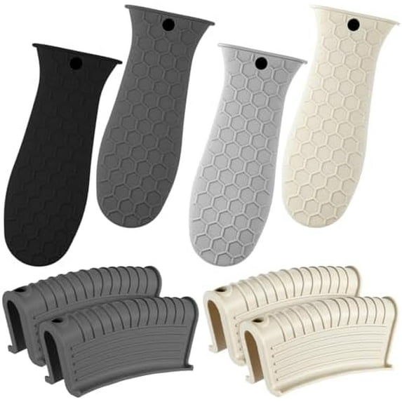 8 Pcs Silicone Pot Holders Cast Iron Handle Cover Heat Resistant Pot ...