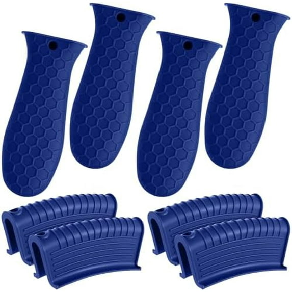 8 Pcs Silicone Pot Holders Set Cast Iron Handle Cover Heat Resistant ...