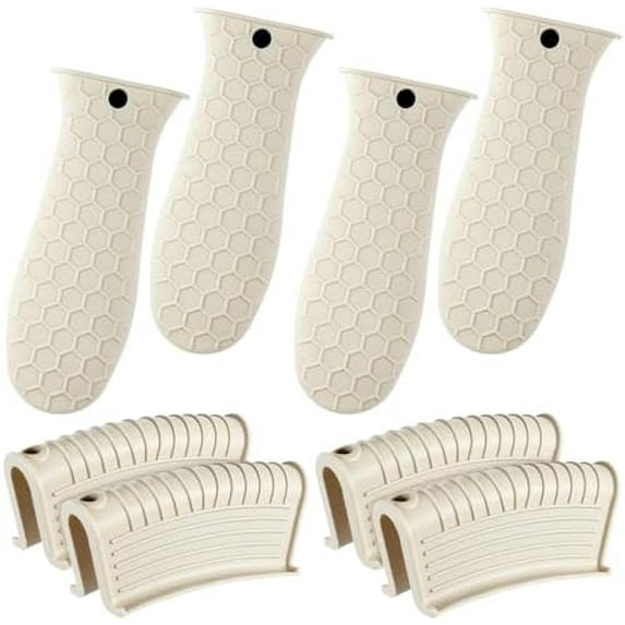 8 Pcs Silicone Pot Holders Set Cast Iron Handle Cover Heat Resistant ...