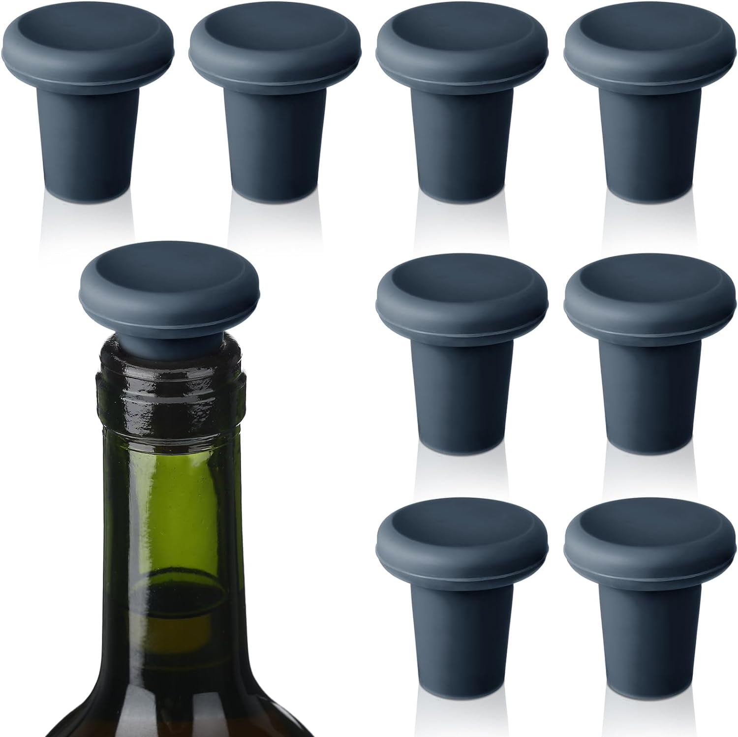 8 Pcs Silicone Wine Stopper Reusable Beer Bottle Stopper Beer Glass ...