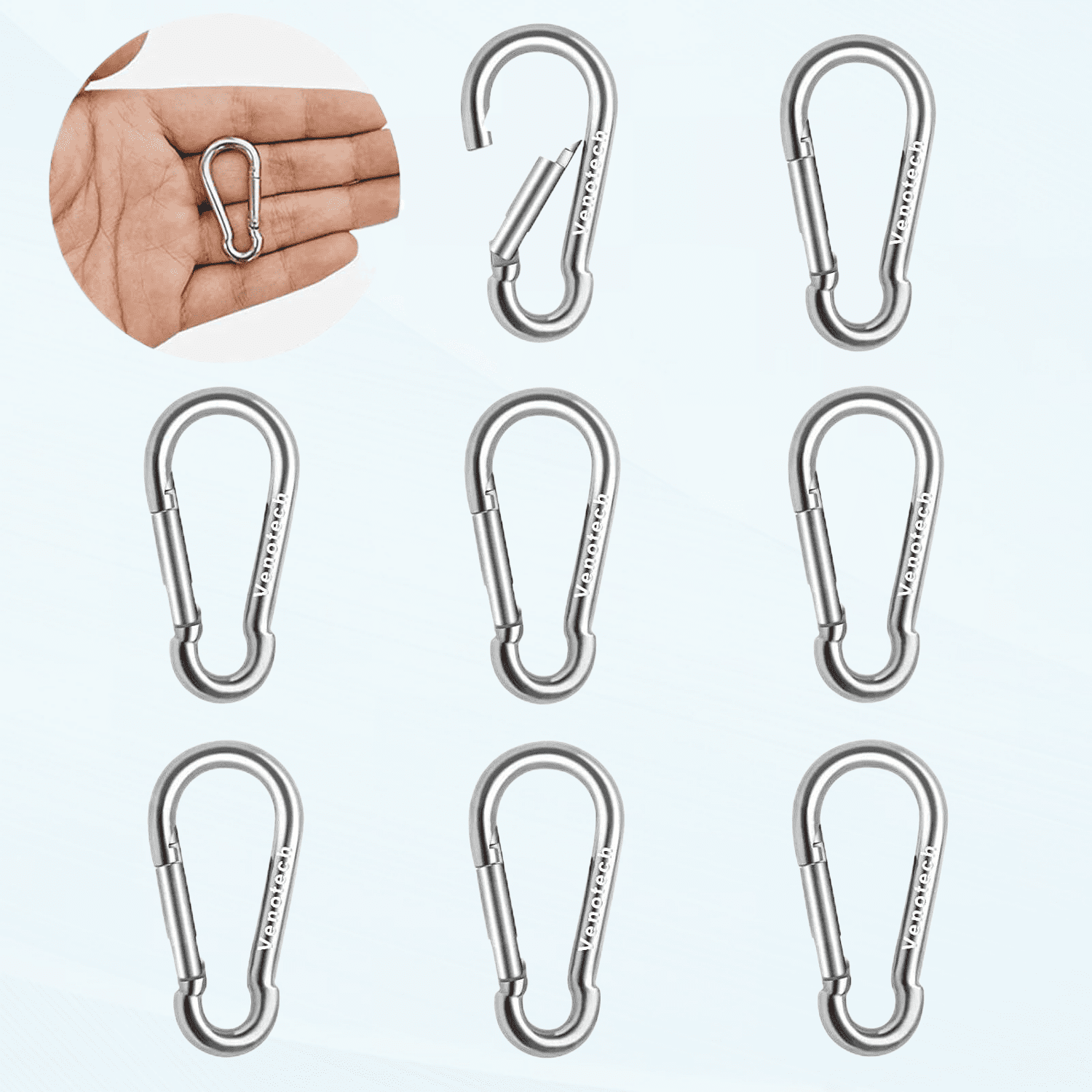 8 Pcs Small Carabiner Clip Stainless Steel Spring Clips Snap Hooks,1.57 ...