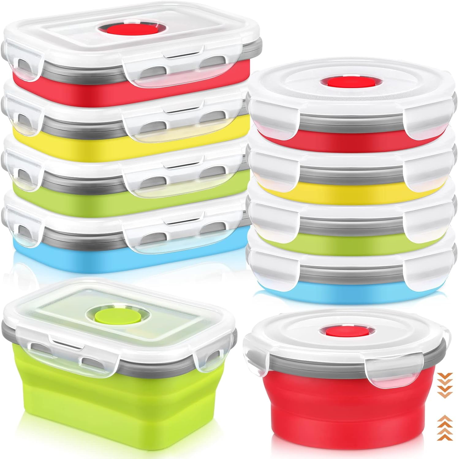 8 Pcs Small Silicone Collapsible Food Storage Containers with Airtight ...