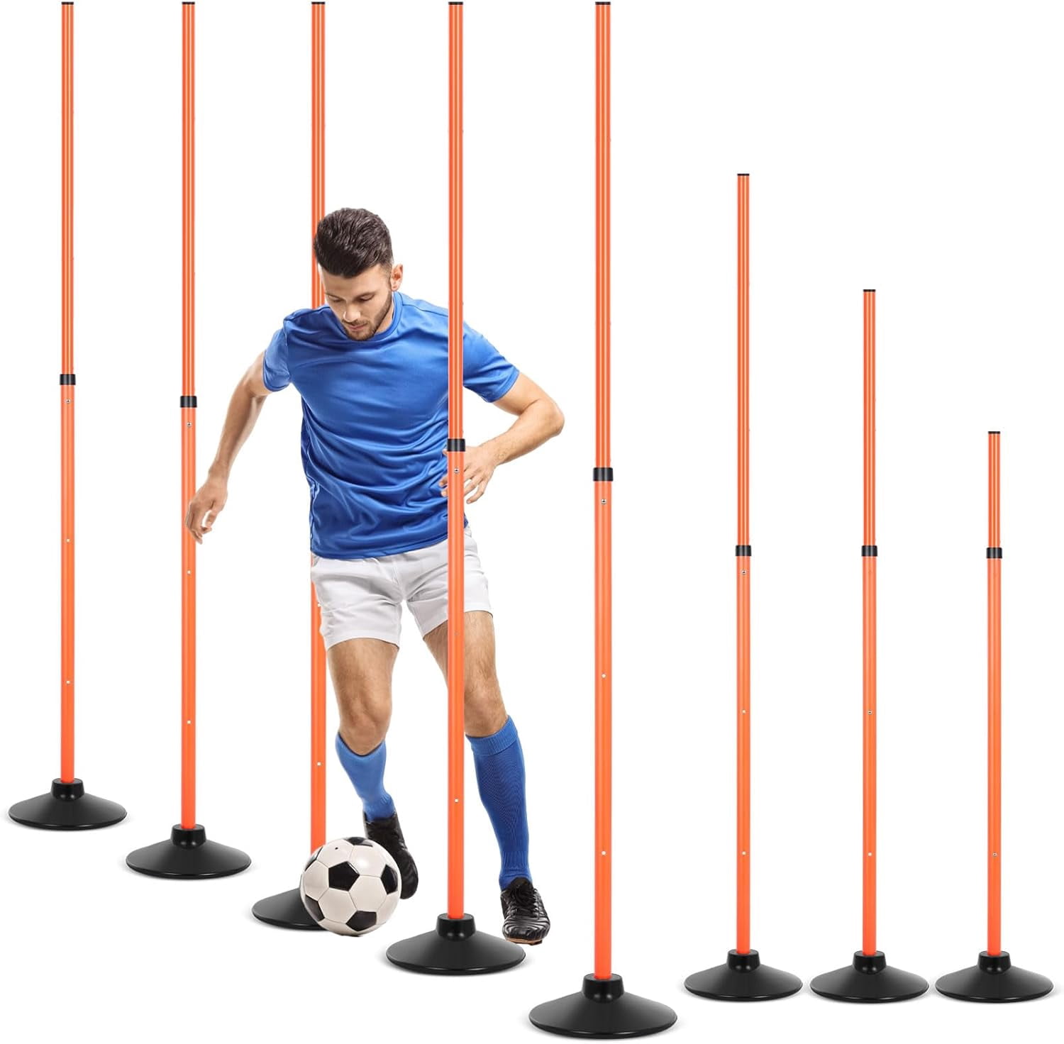 8 Pcs Soccer Agility Poles Detachable Sports Training Speed Slalom ...