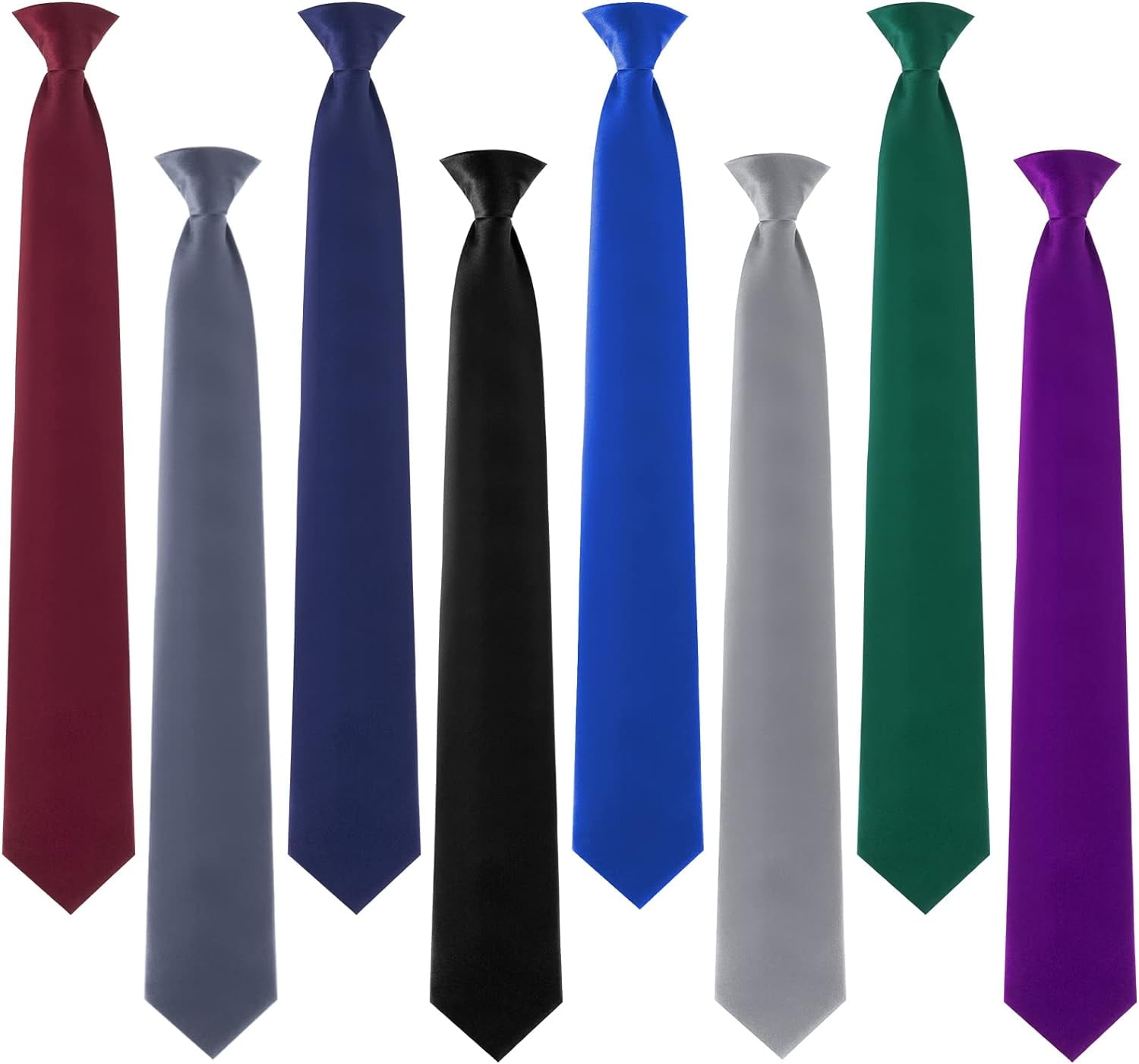 8 Pcs Solid Clip on Tie 20 Inch Tie for Men Formal Neck Tie Pretied Tie ...