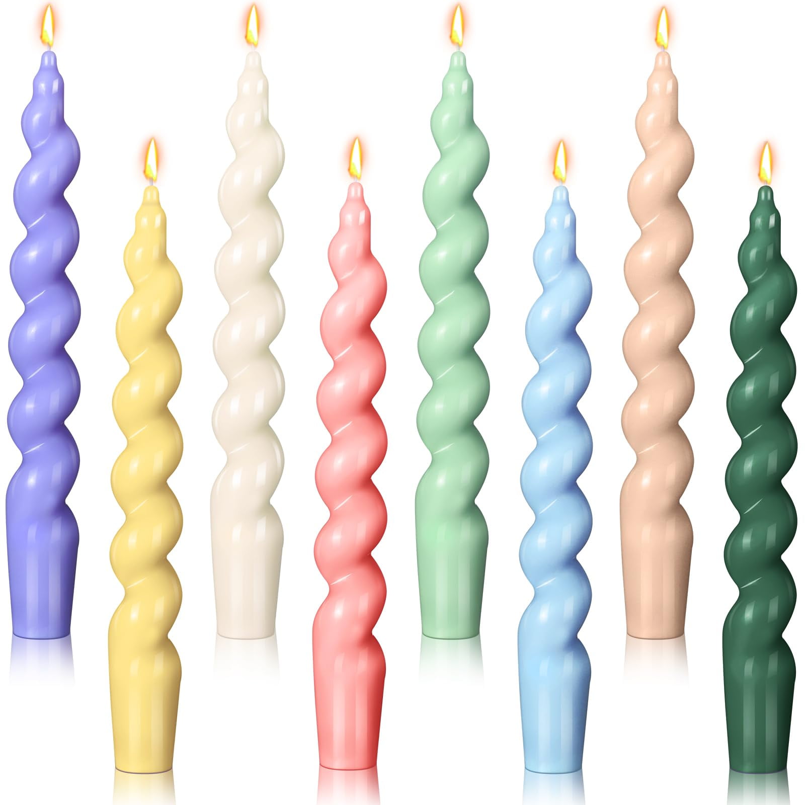 8 Pcs Spiral Taper Candles 7" Colored Candlesticks Unscented Candle ...