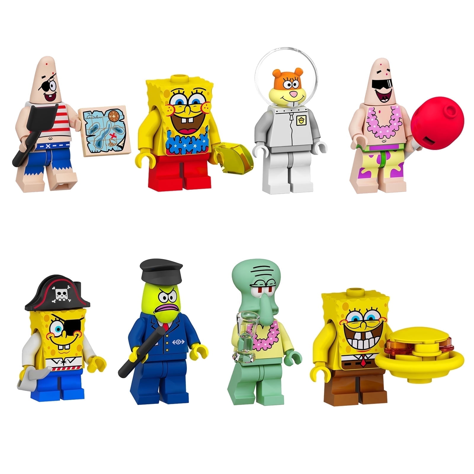 8 Pcs Spongebob Minifigures Building Blocks Toys, 1.77 inch Cartoon ...